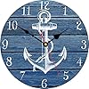 Amazon.com: TAHEAT 8 Inch Blue Anchor Wall Clock, Nautical Coastal ...