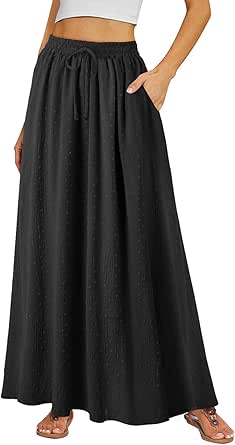 Amazon.com: BLEVONH Casual Flowy Maxi Skirts for Women 2025 Autumn and ...