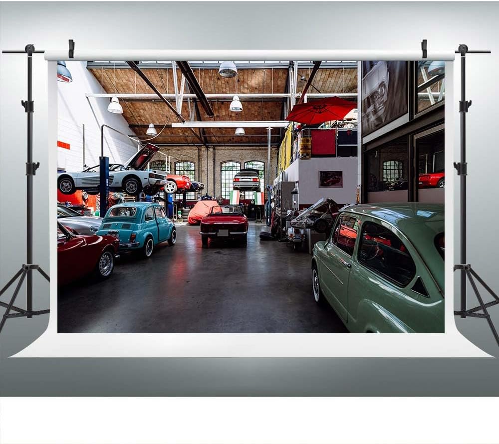 Amazon.com : LUCKBTY 10x7FT Vintage Car Repair Backdrops for ...