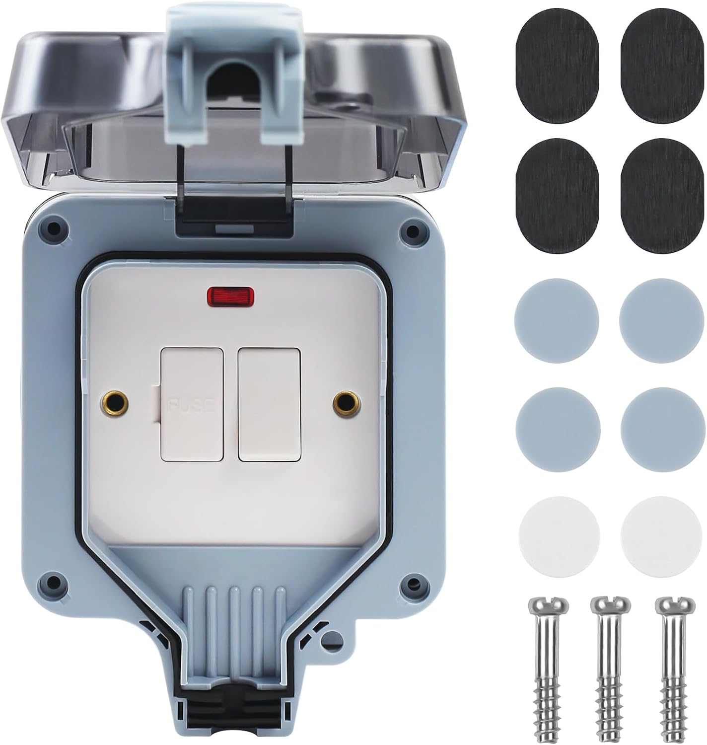 ZUYIYI Outdoor Light Switch with Cover 1-Gang, Fused Spur Switch 13A ...