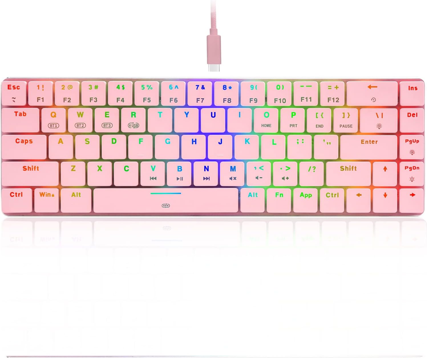 60% Low Profile Mechanical Keyboard, Bluetooth 5.0, USB Wired Dual Mode ...