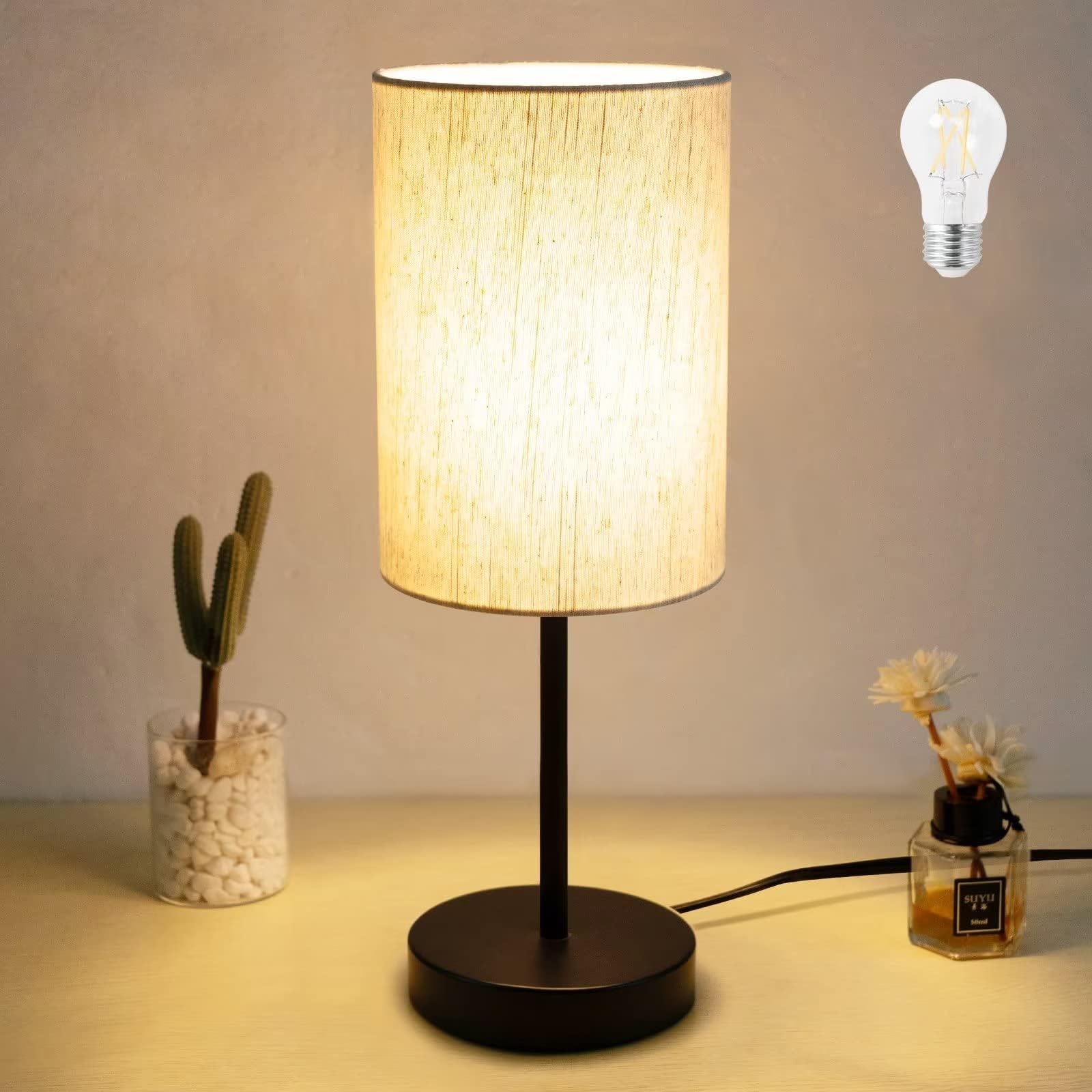 Amazon.com: Small Table Lamp for Bedroom, 2024 New 3 Way Dimmable Lamp ...