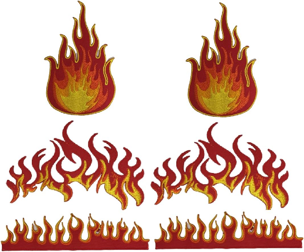 Amazon.com: XOmise Set of 6 pcs. Fireball Fire Frame Embroidered ...