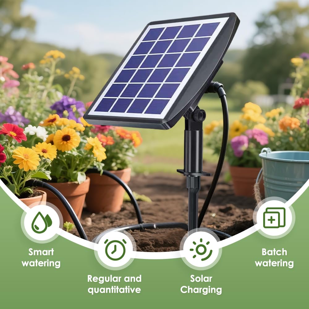 Automatic Watering System For Potted Plants Solar Drip 49.9FT Solar Drip Irrigation System Outdoor