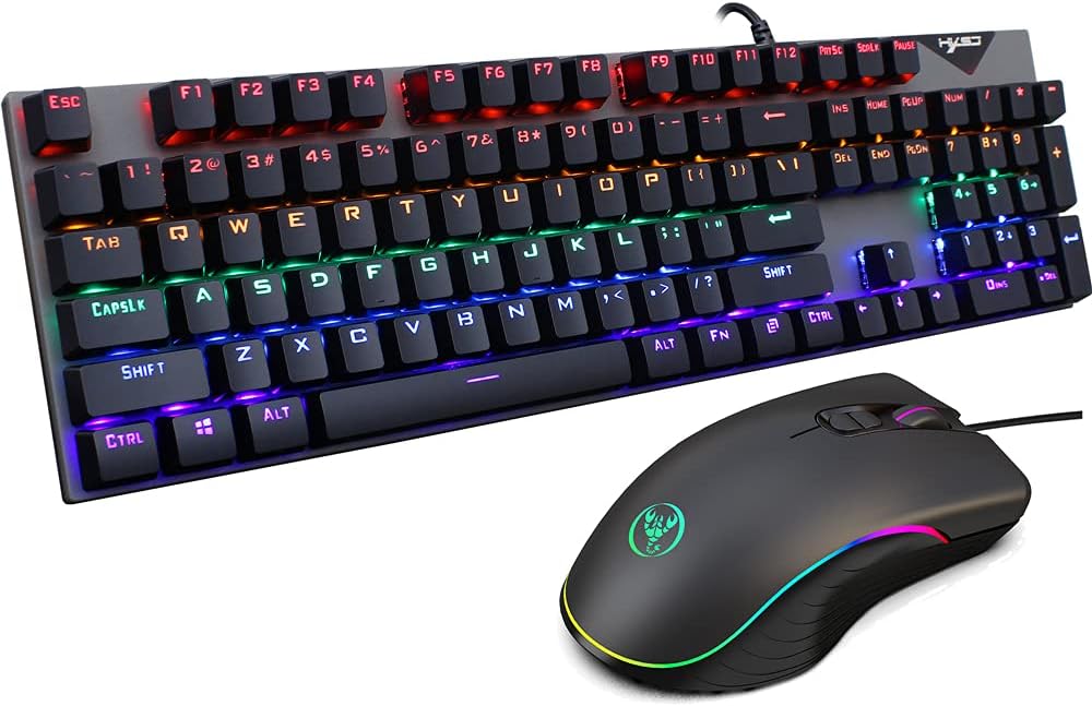 Amazon.com: Mechanical Keyboard +A867 Mouse Wired Gaming Keyboard RGB ...