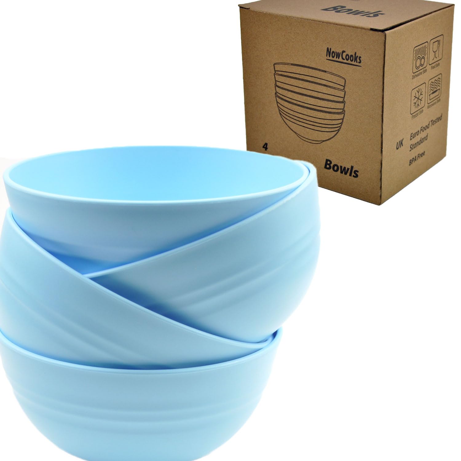 Unbreakable Cereal Bowls, Large Plastic Bowls Set of 4, EU Tested ...