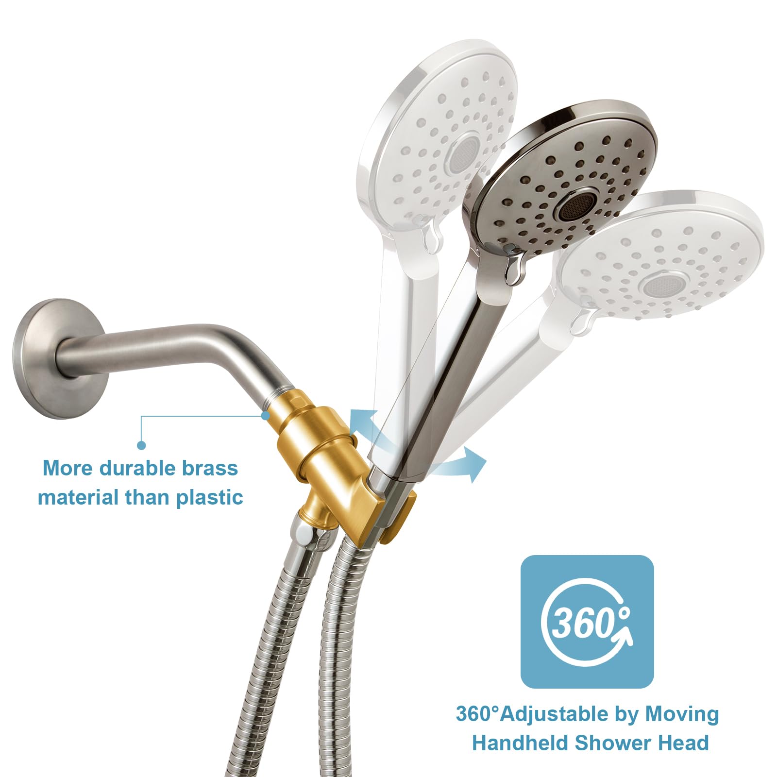 Snapklik.com : OFFO Shower Head Holder All Metal For Handheld Shower ...
