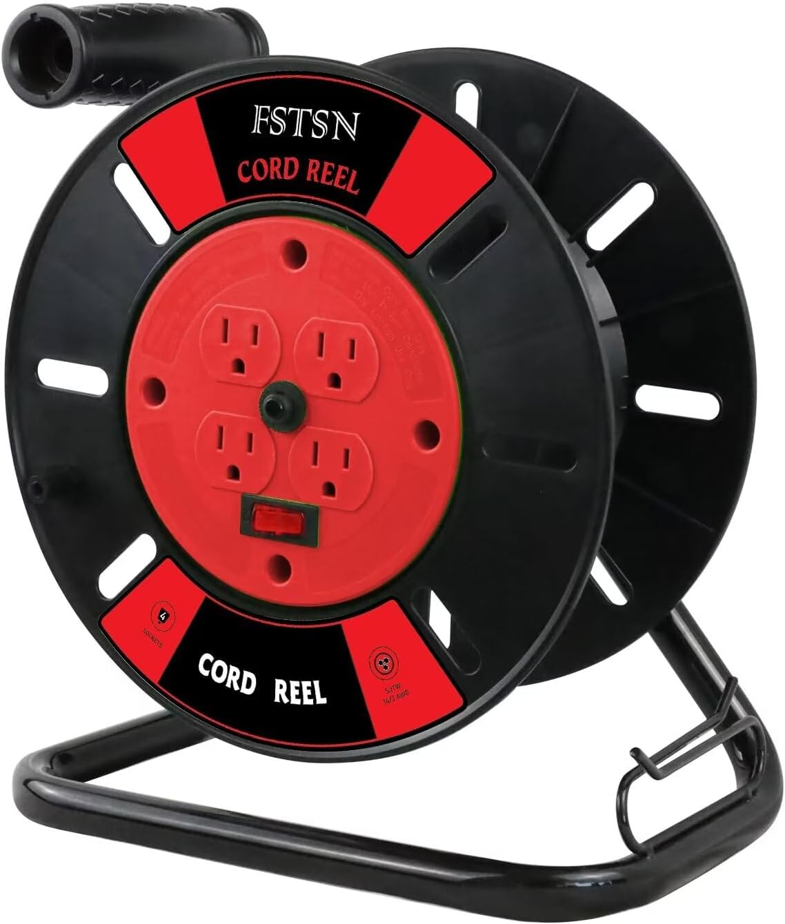 Amazon.com: Extension Cord Storage Reel with 4-Grounded Outlets, Red ...