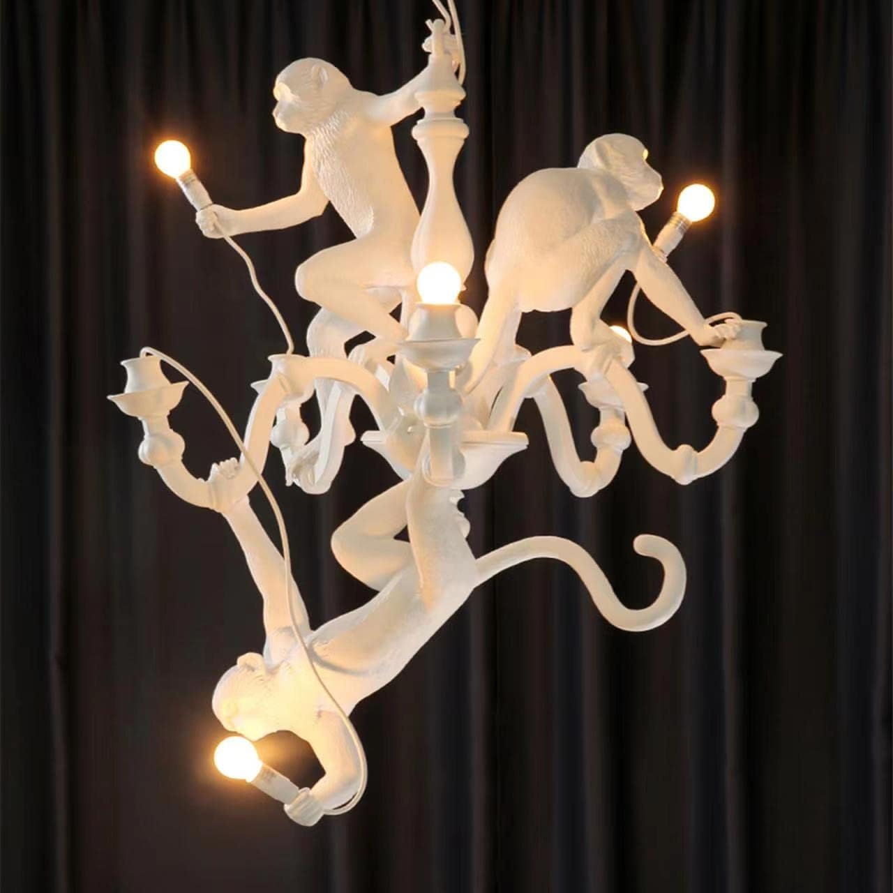 LAZHUG 5-Lights Three Monkeys Chandelier Lighting Modern Art Resin ...