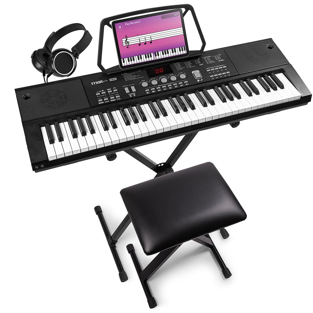 MAX KB15 61-Key Electric Keyboard for Beginners - Complete Music ...