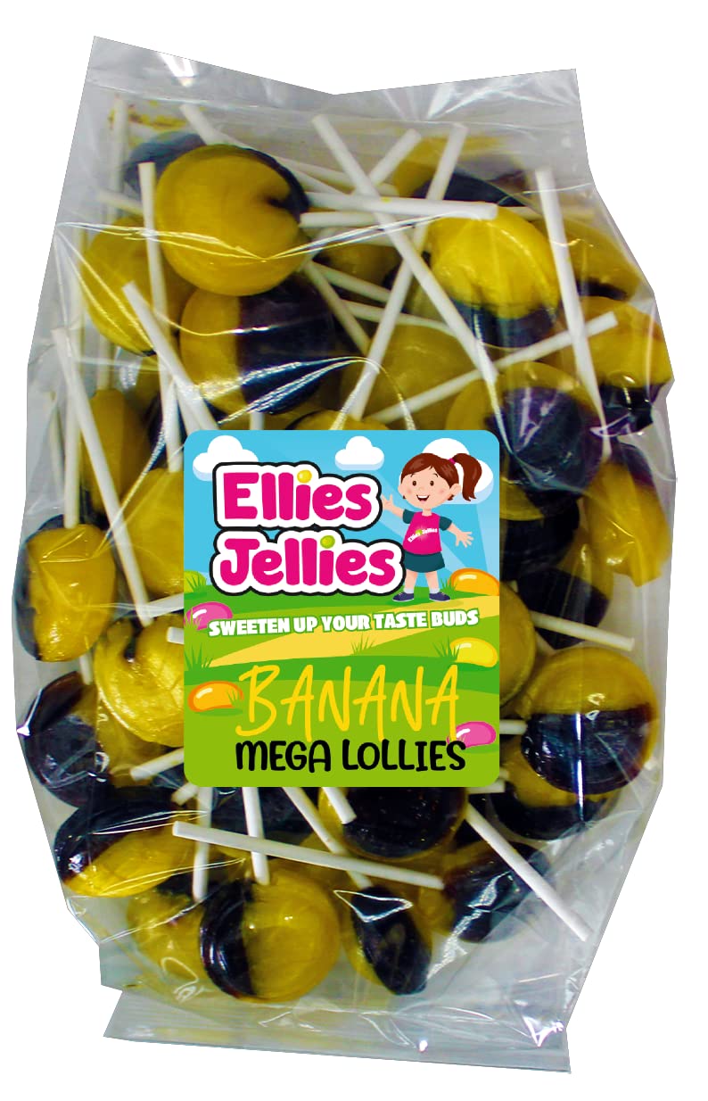 Ellies Jellies Banana Mega Lollies 1kg Bag Yellow And Black ...