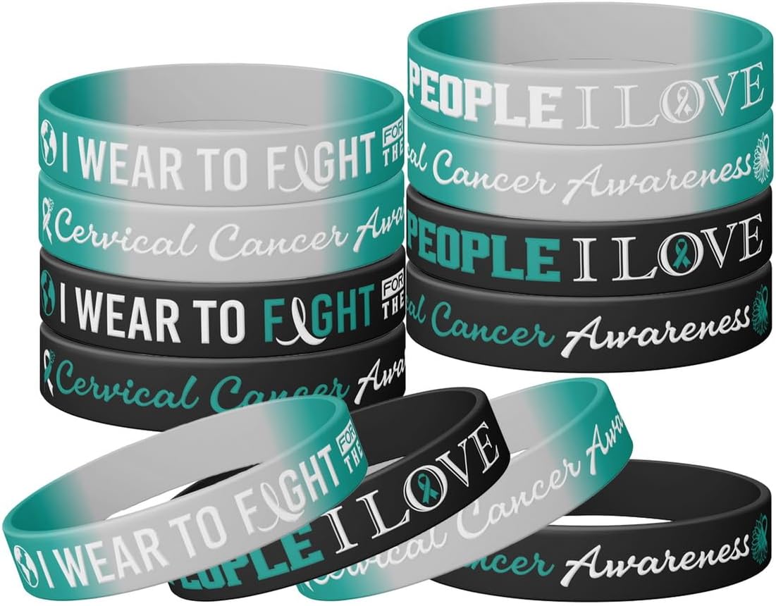 Amazon.com : 12pcs Cervical Cancer Awareness Bracelet, I Wear to Fight ...