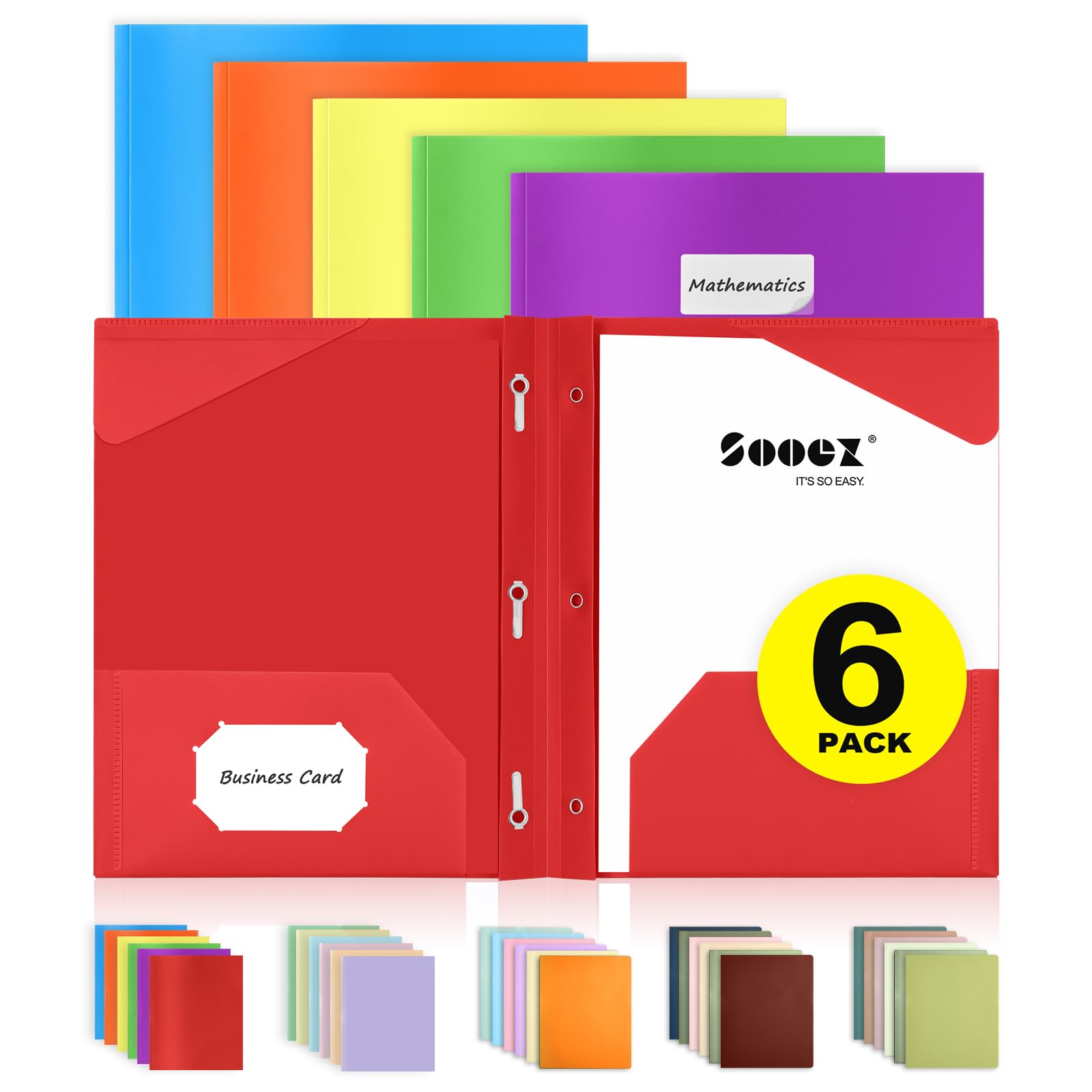 Snapklik.com : Sooez 6 Pack Pocket Folder