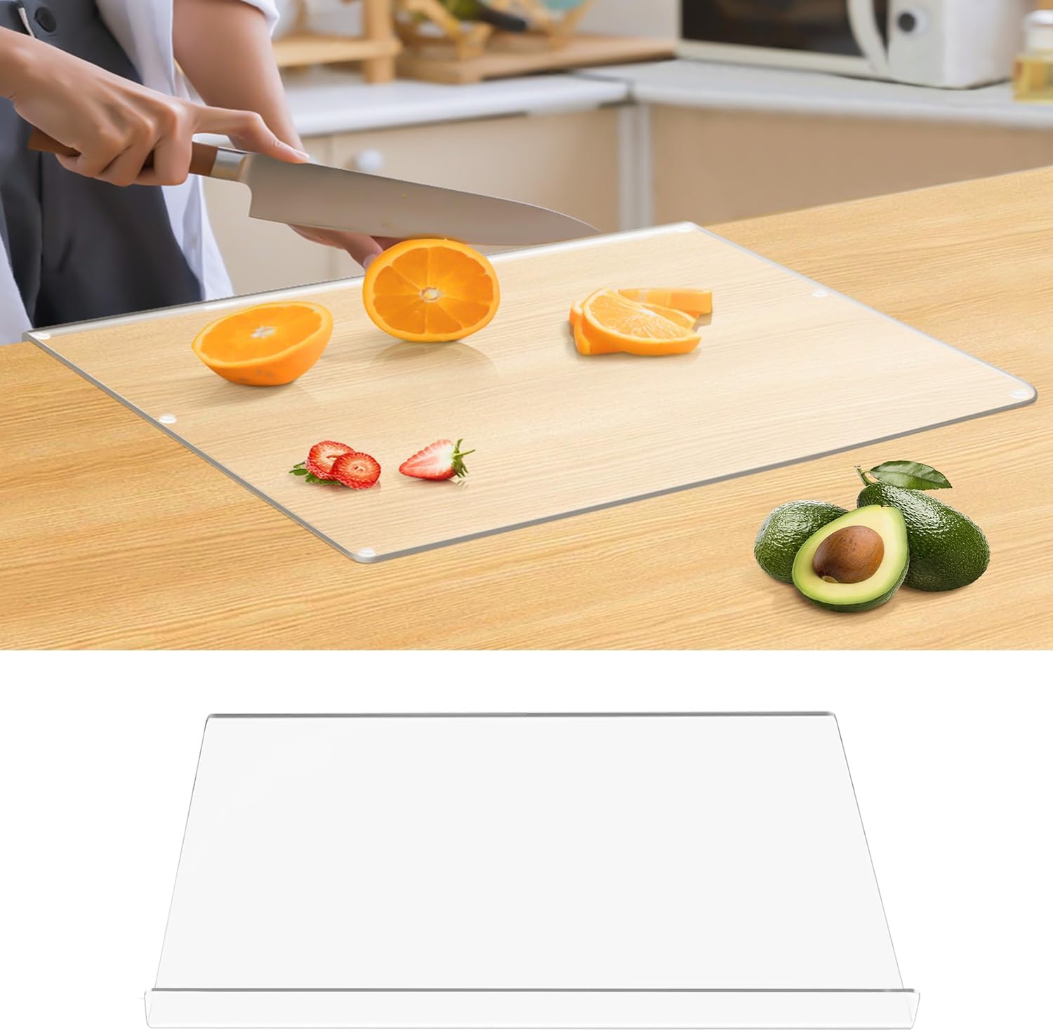 Amazon.com: 16x12 inch Acrylic Chopping Board With Counter Lip, Acrylic ...