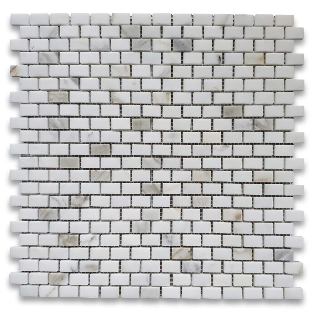 Stone Center Online Calacatta Gold Marble 5/8x3/4 Mini Brick Mosaic ...