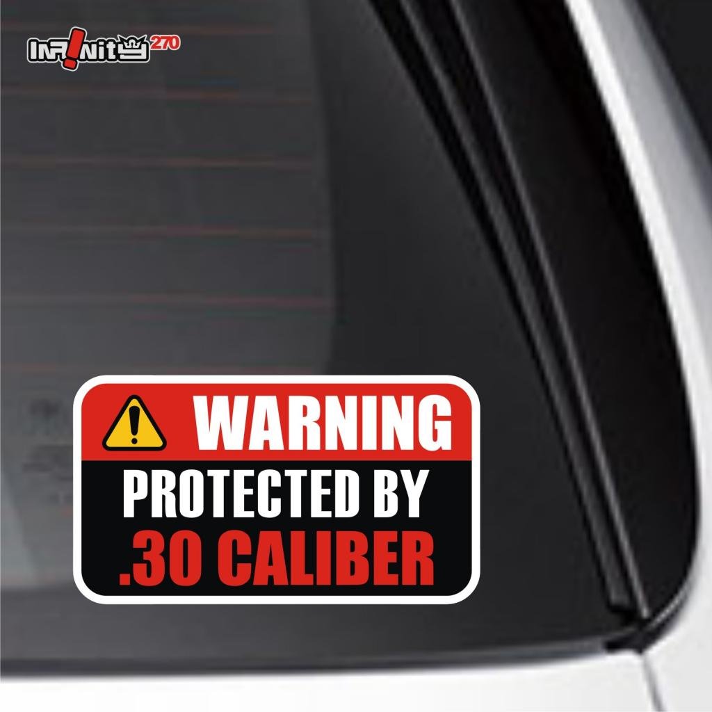 Buy stickers bumper 2x caliber .30 forester firearms pistol hand safety ...