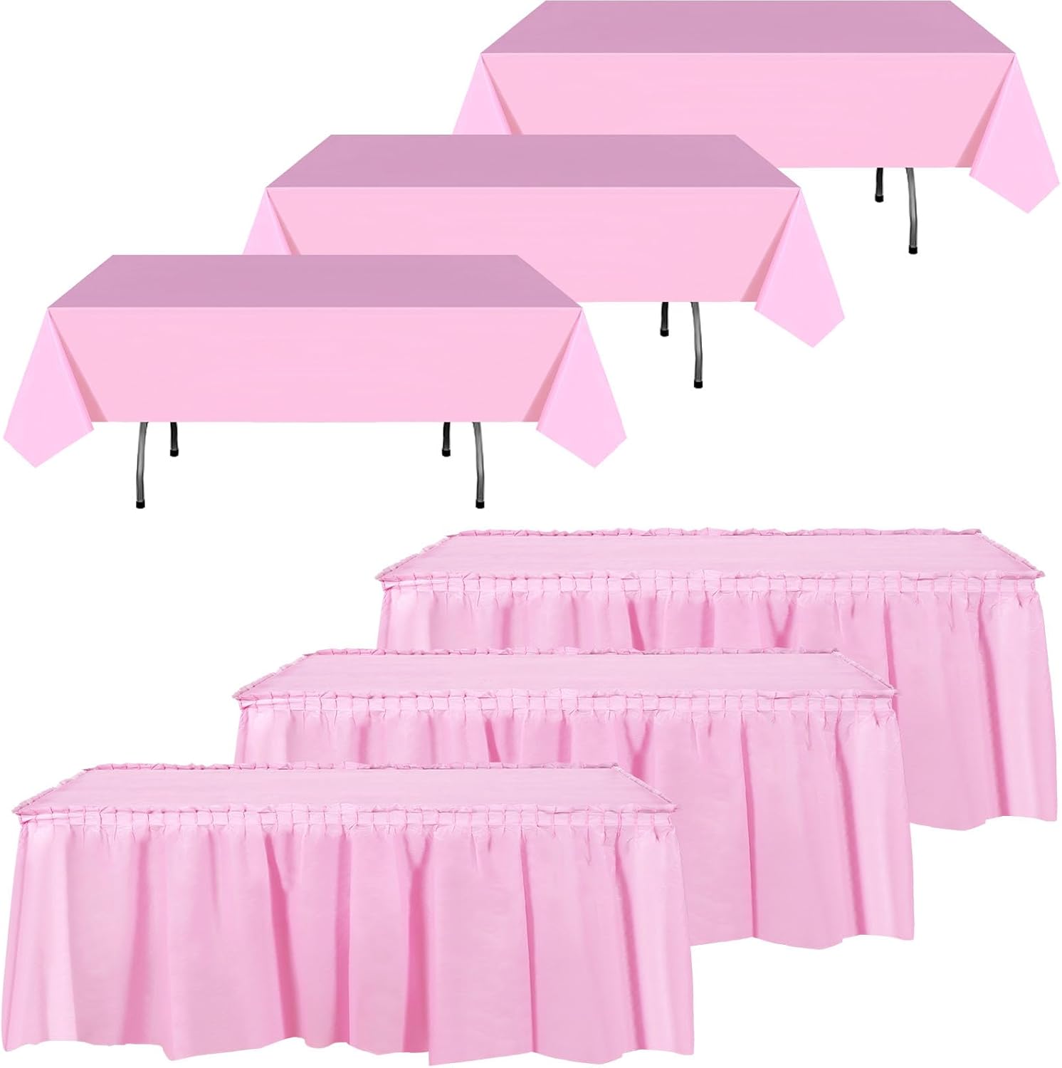 Amazon.com: Oudain 6 Pcs Plastic Table Skirts and Stain Proof Table ...