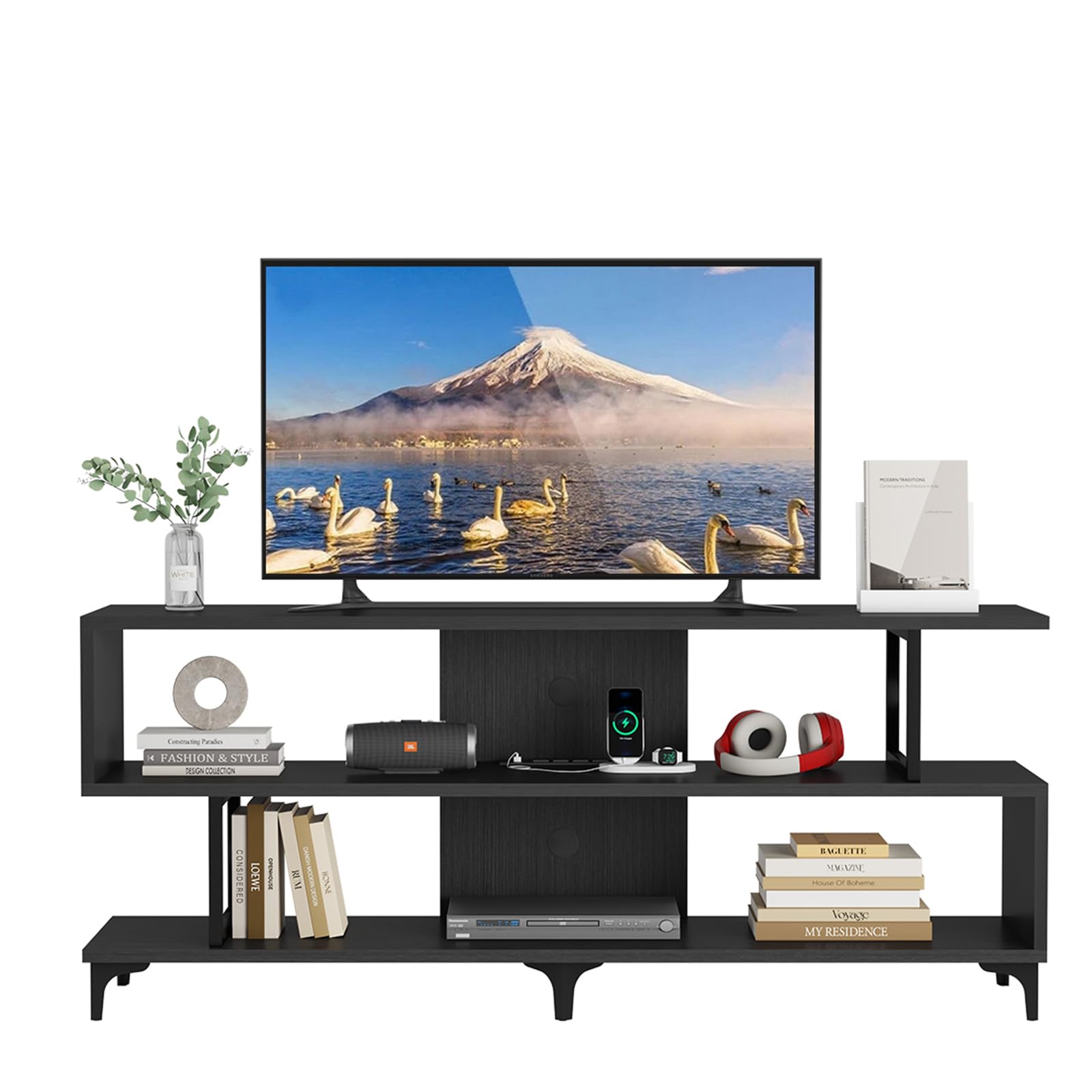 Amazon.com: MilleLoom TV Stand with Power Outlet and USB Ports, 24 in ...