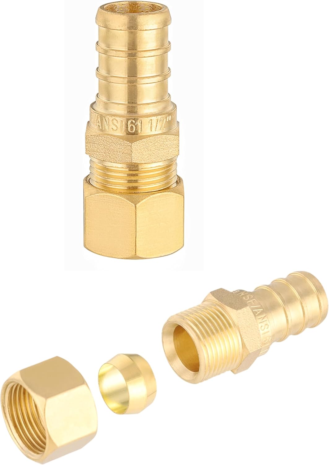 Amazon.com: (Pack of 2) EFIELD 1/2" Crimp Pex X 3/8" OD Compression Straight Transition Adapter ...