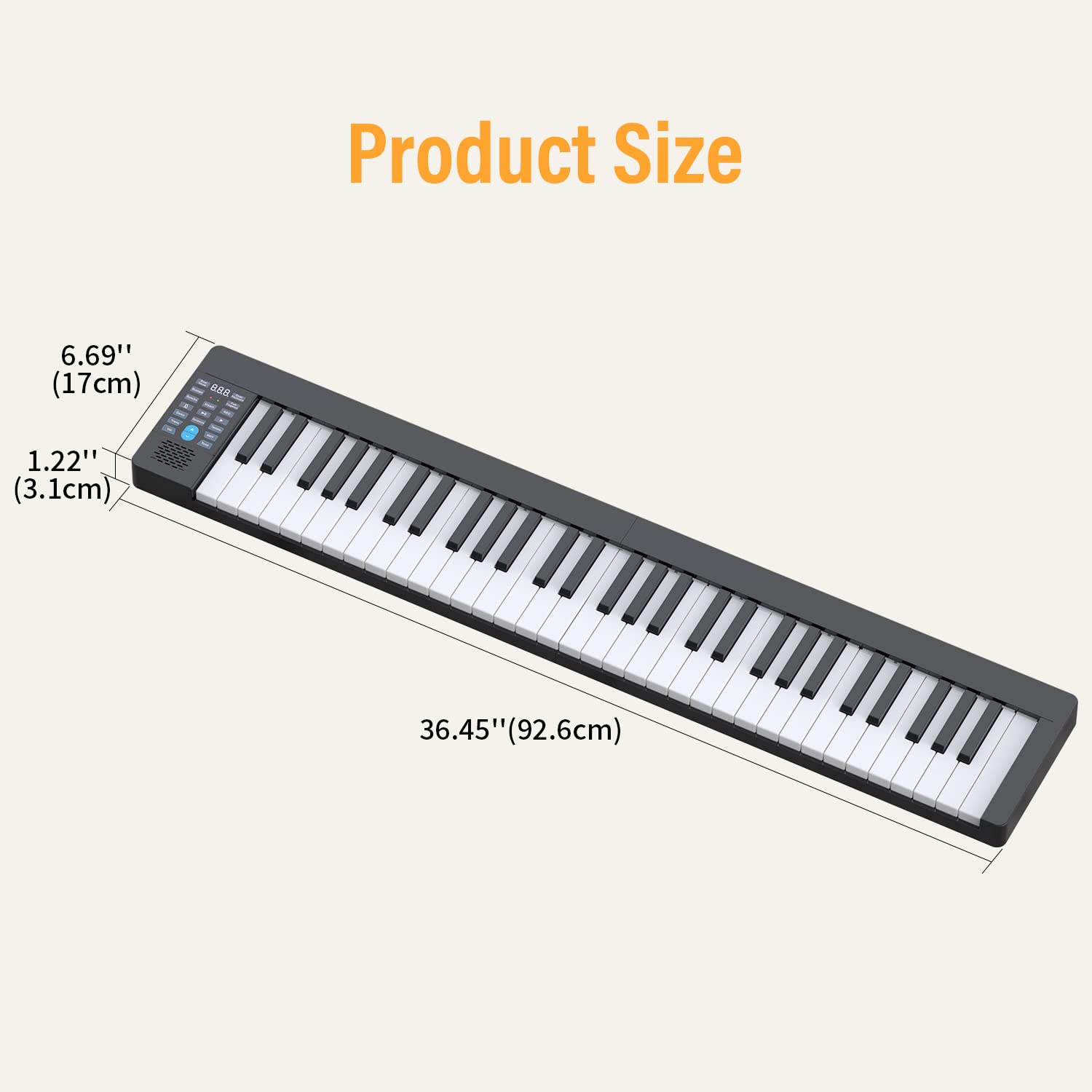 KONIX Electric Keyboard Piano 61 Full Size Key Portable Touch Sensitive ...