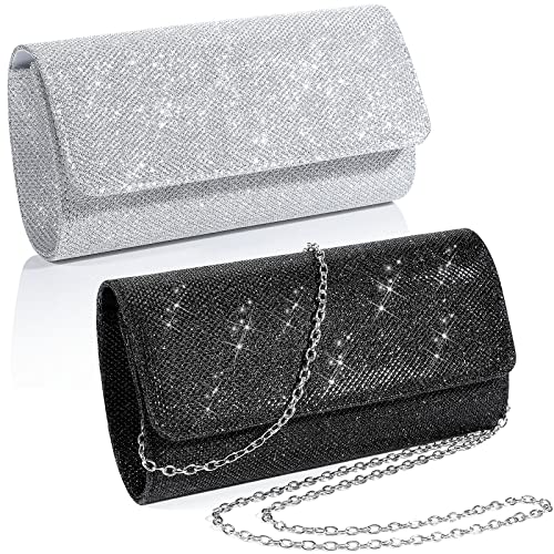 2 Pieces Evening Formal Purses for Women Shiny Clutch Purses Glitter ...