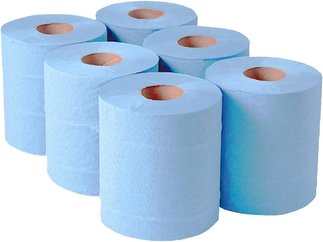 RelianceUK 2 ply Blue Rolls 6 Pack, Centerfeed Roll, Kitchen Tissues ...