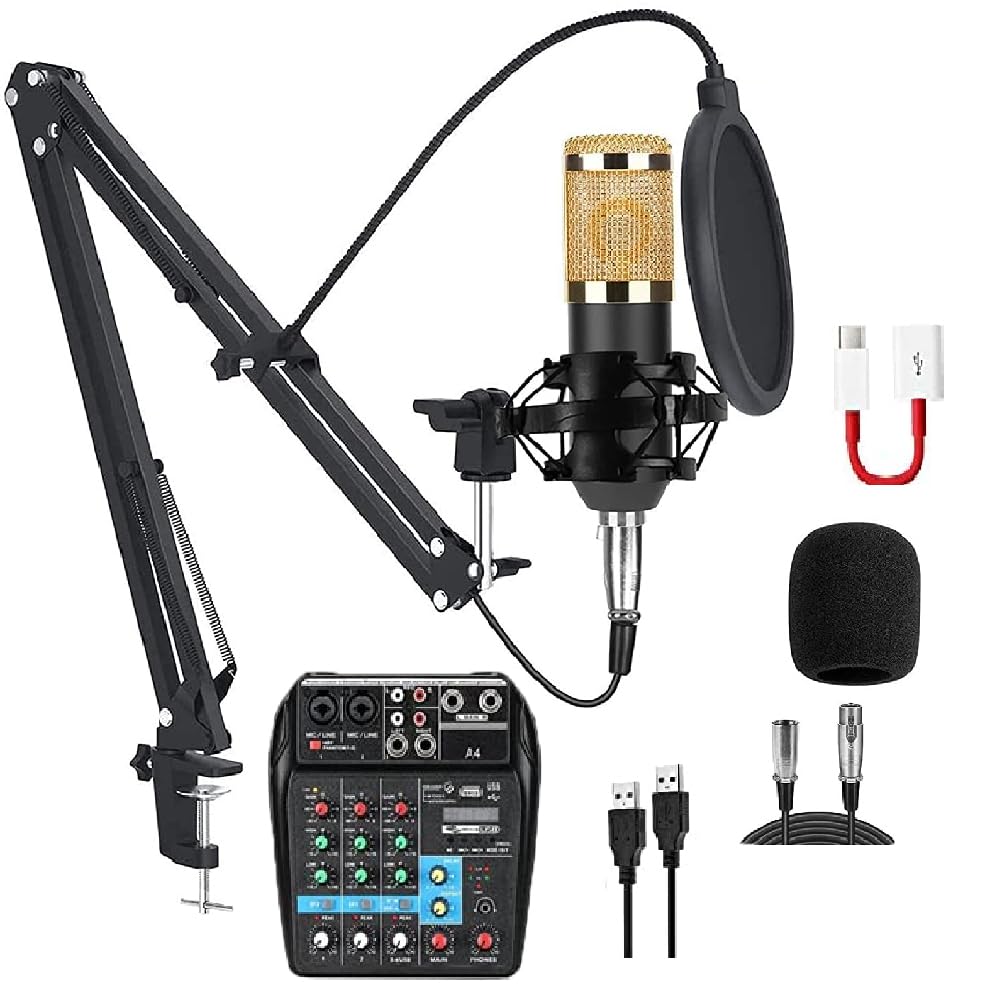TECHBLAZE Professional Microphone Kit with Volume Mixer Studio ...