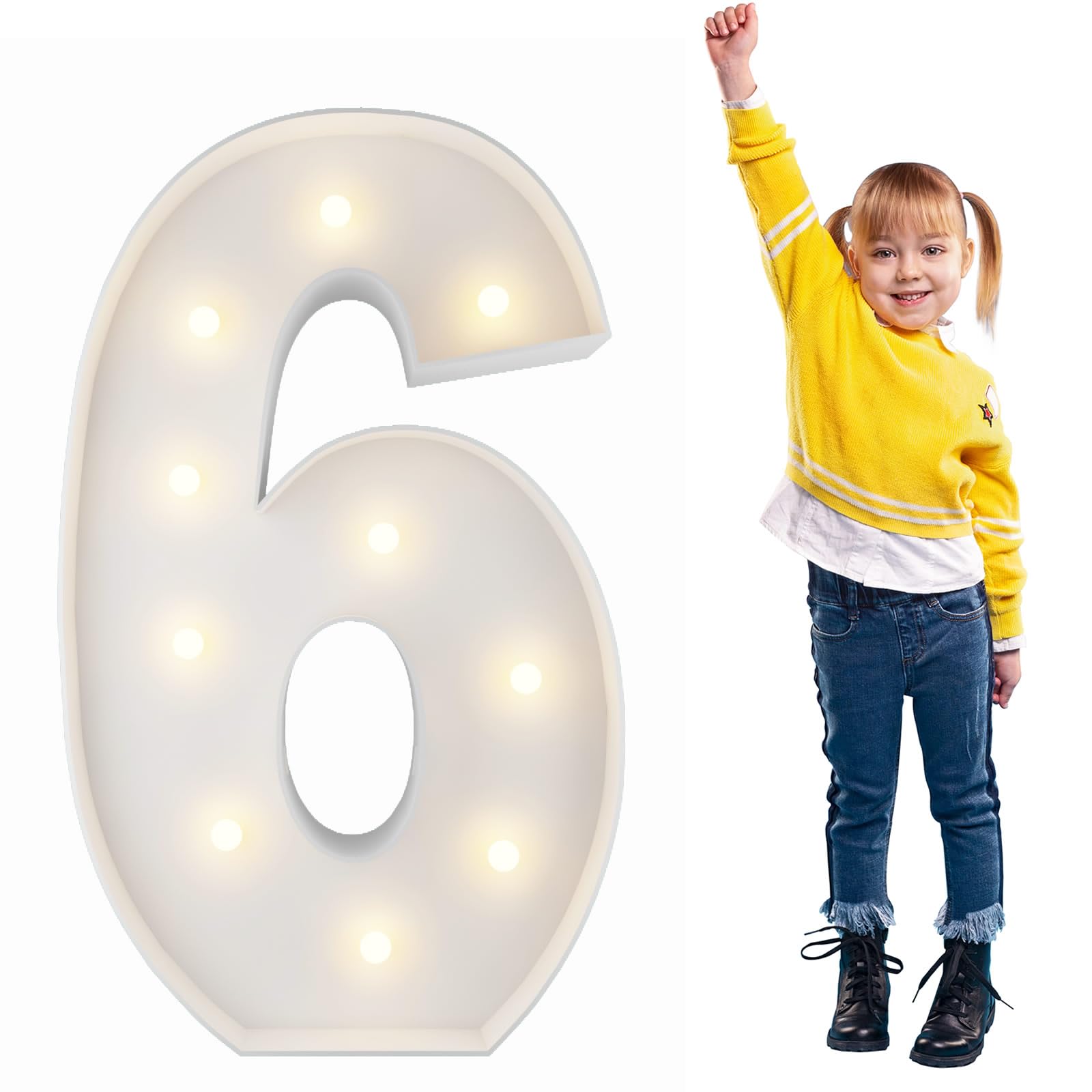 Amazon.com: 3FT Light Up Numbers Pre-Cut Frame Giant Marquee Numbers 6 ...