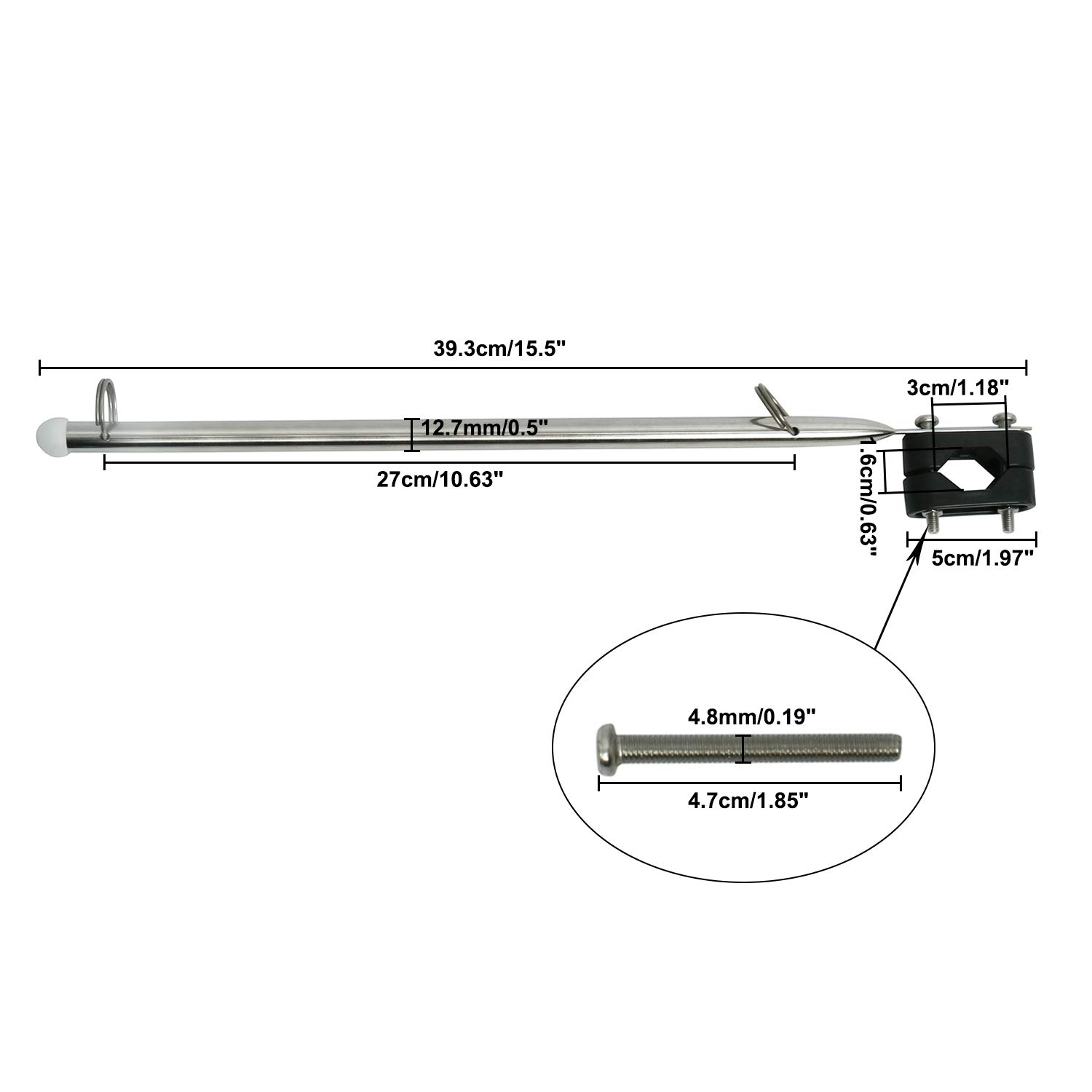 Snapklik.com : 2 Pcs Boat Flag Pole, 155” Stainless Steel Boat Flagpole ...