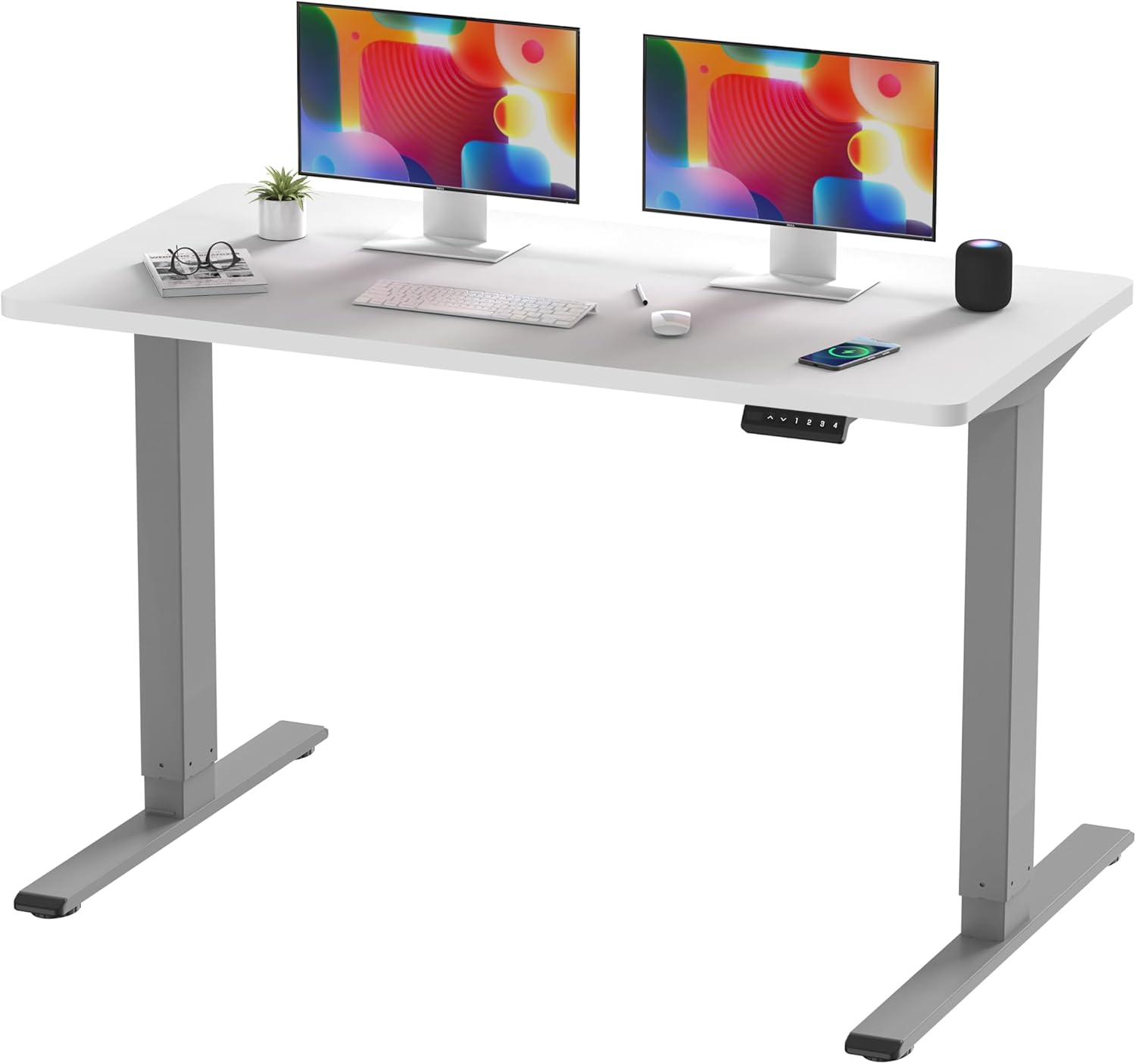 SANODESK EC4 Höhenverstellbarer Schreibtisch (140x80cm) mit 2 starken ...