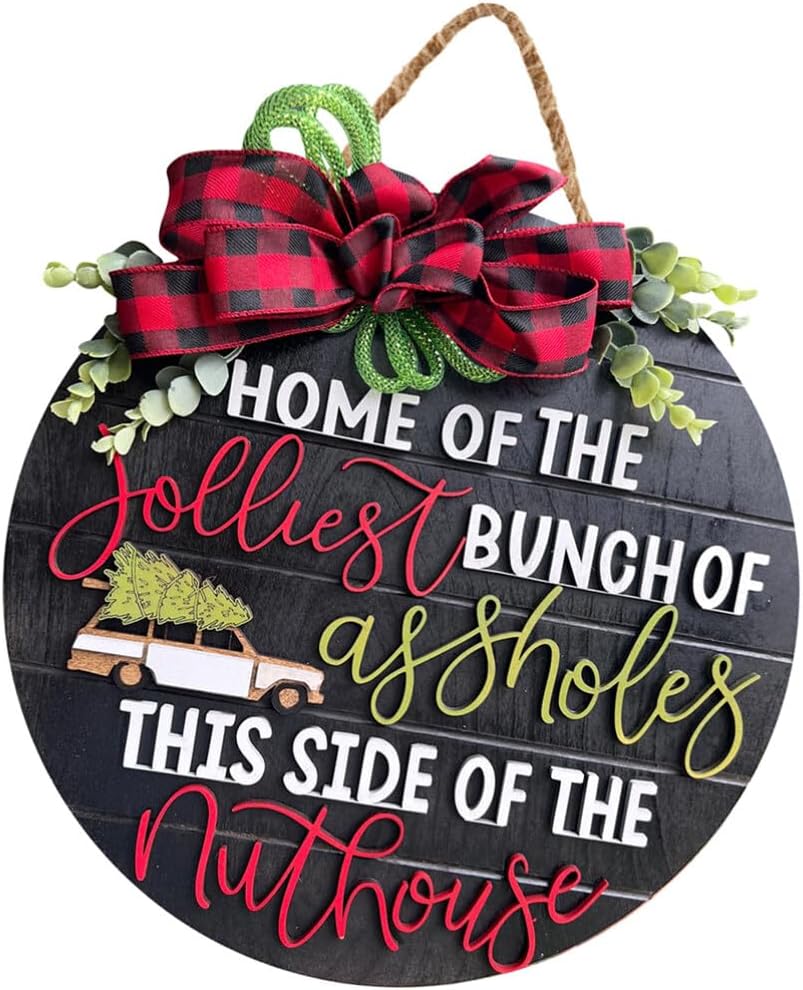 Amazon.com : VOSAREA Christmas Hanging Sign Christmas Welcome Front ...