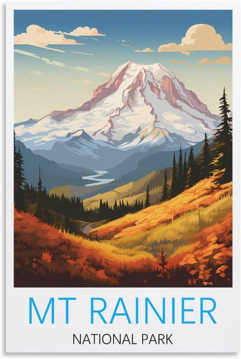 Amazon.com: Mt Rainier National Park Washington Vintage Travel Posters ...