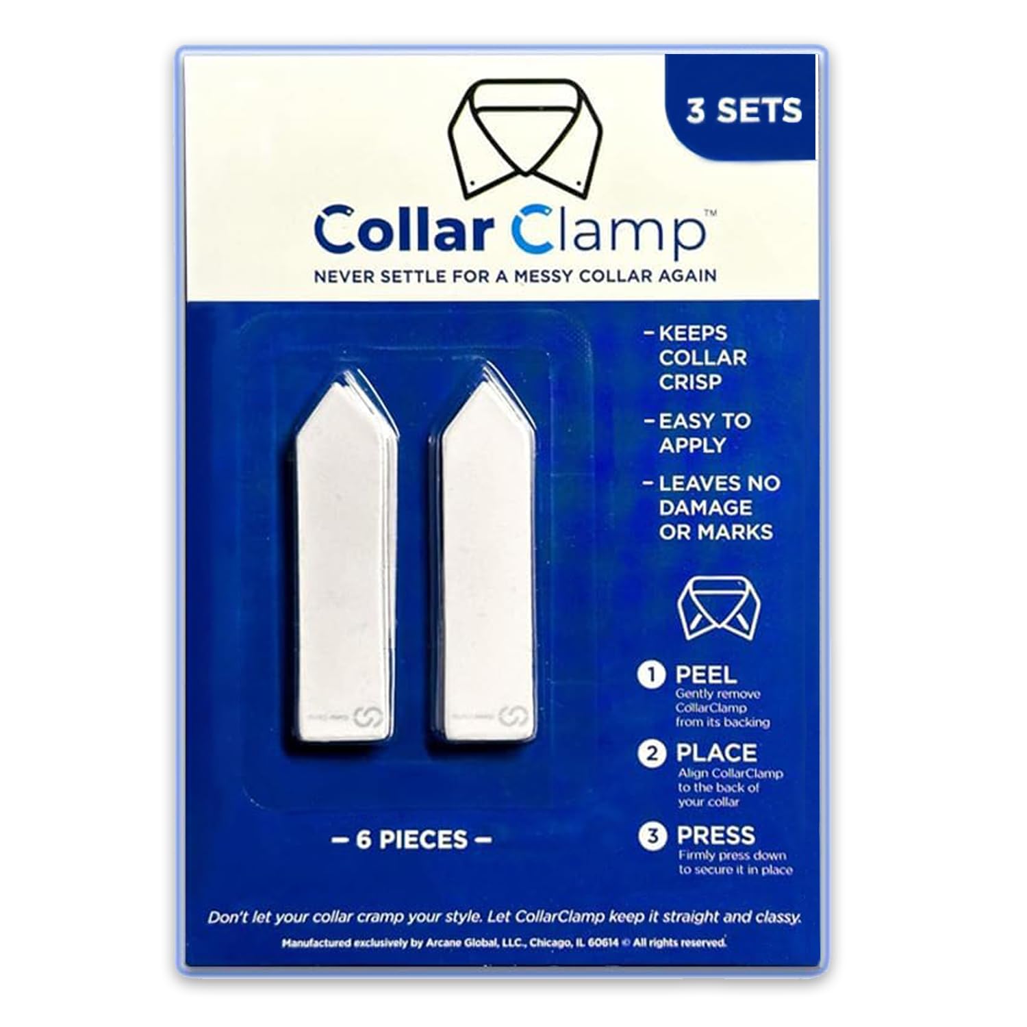 Amazon.com: Collar Clamp Double-Sided Adhesives Collar Stays - Crisp ...