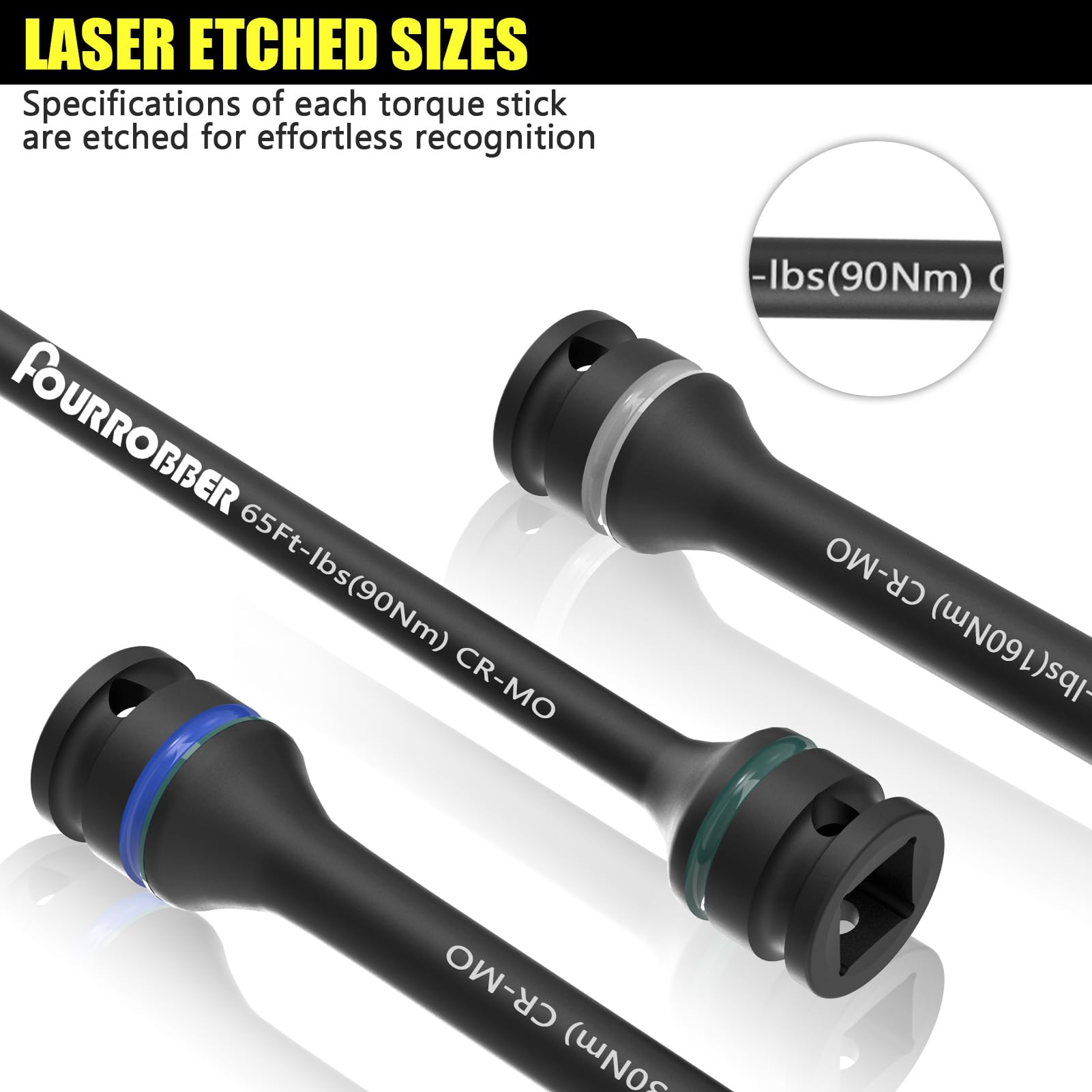 Fourrobber 1/2″ Drive Torque Limiting Extension Bar Set, 5-Piece Lug ...