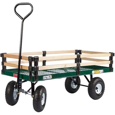 Amazon.com : Farm Tuff 24-Inch by 48-Inch Metal Deck Wagon with 2-Rail ...