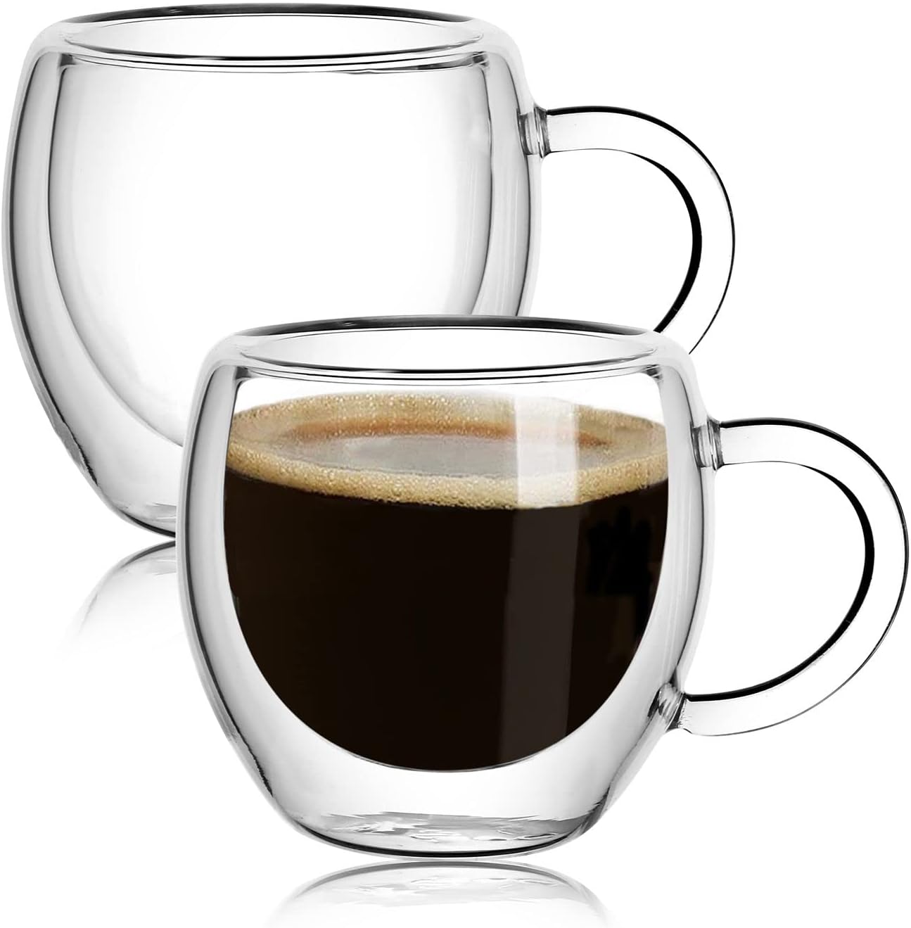 2-Pack 2.5 Oz Espresso Cups With Handle,Espresso Shot Glasses,Clear ...