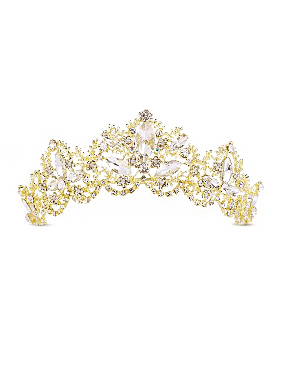Yellow Chimes Tiara for Women and Girls Gold Plated Crown for Women ...