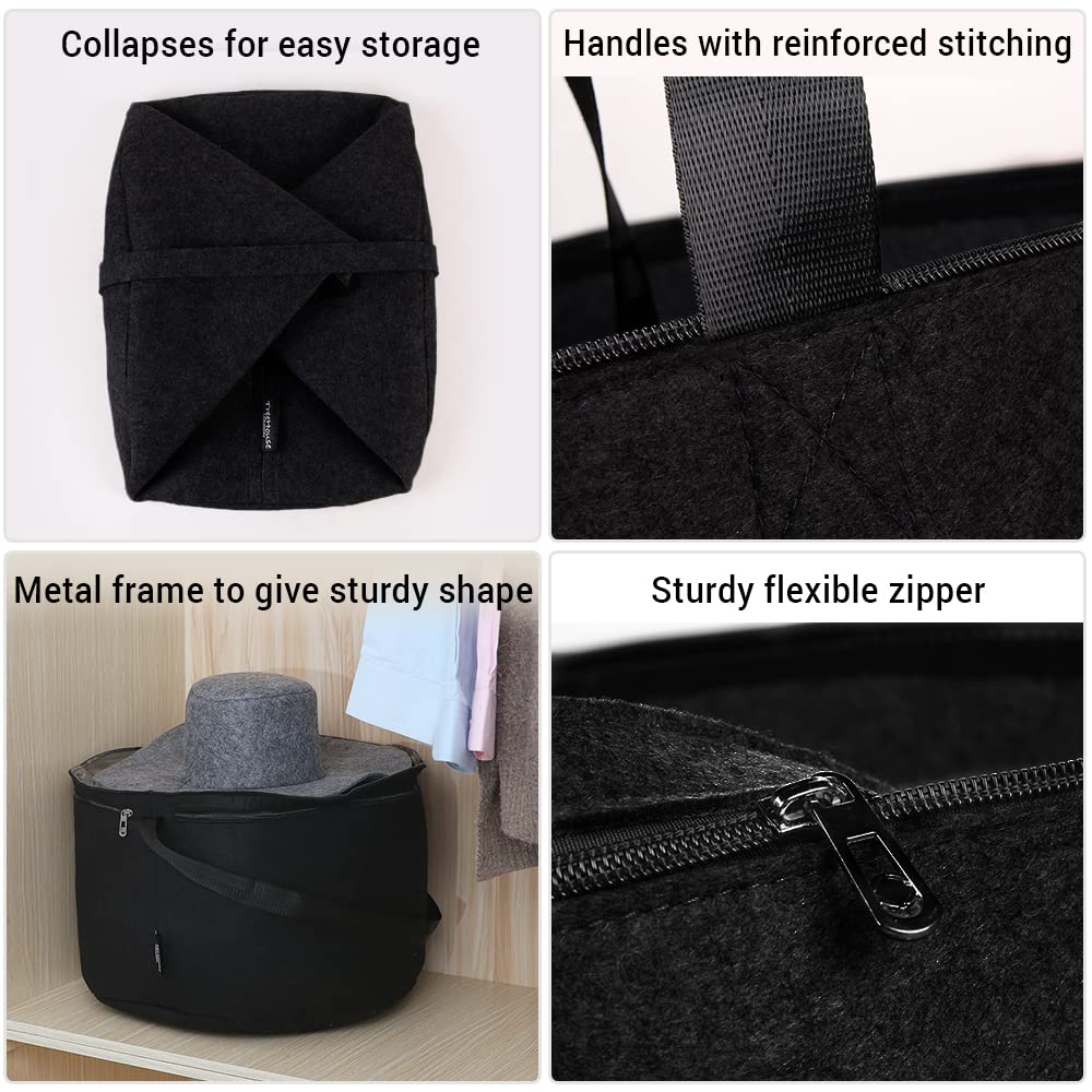 TREEHOUSE LONDON Felt Hat Storage Box | Large 18"D Collapsible Hat ...