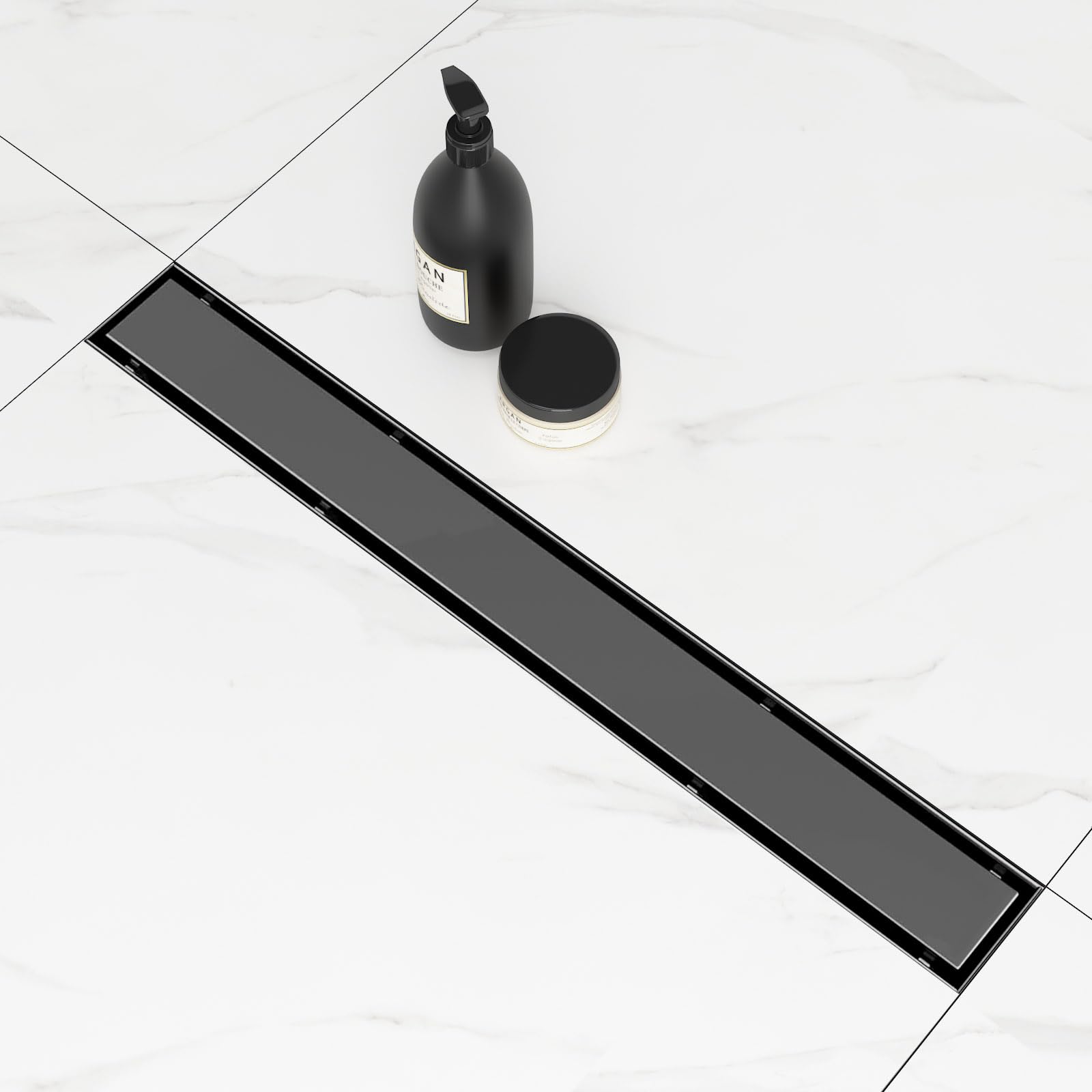 Snapklik.com : SaniteModar Shower Drain Black 24 Inch 2 In 1 Flat And ...