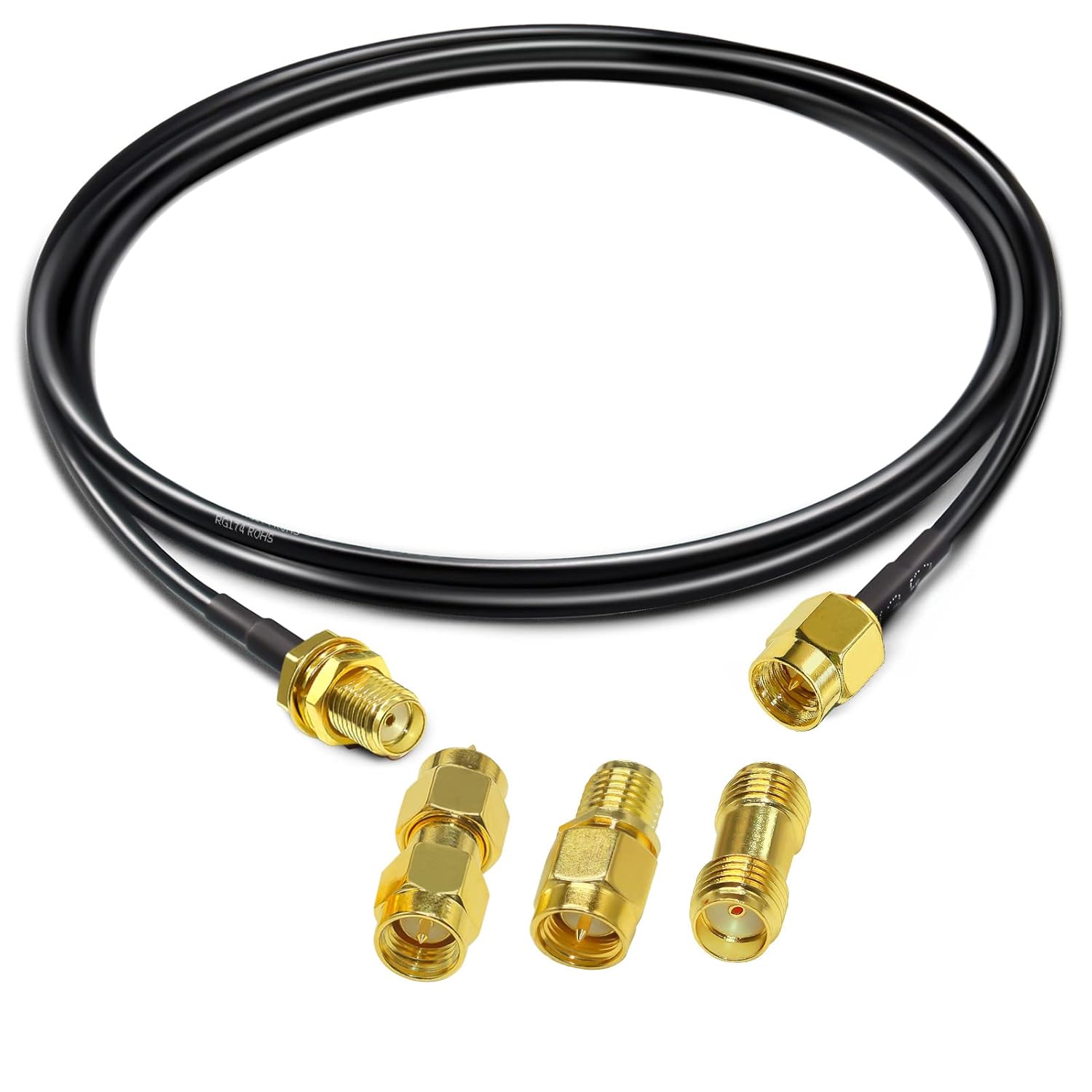 RG174 SMA Antenna Extension Cable Jumper, Low Loss 3.3FT(1M) SMA Male to Female Coaxial Cable ...