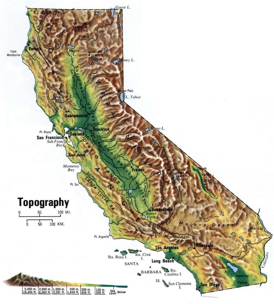 Amazon.com - ConversationPrints CALIFORNIA TOPOGRAPHY ROAD MAP GLOSSY ...