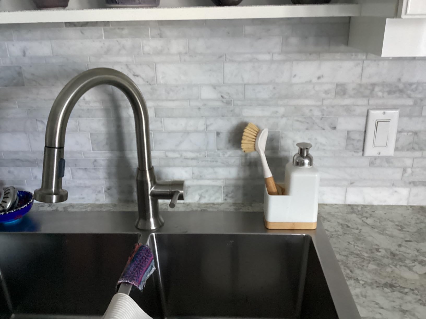 SIMPLEMADE Kitchen Soap Dispenser with Sponge Holder - Brush Holder ...