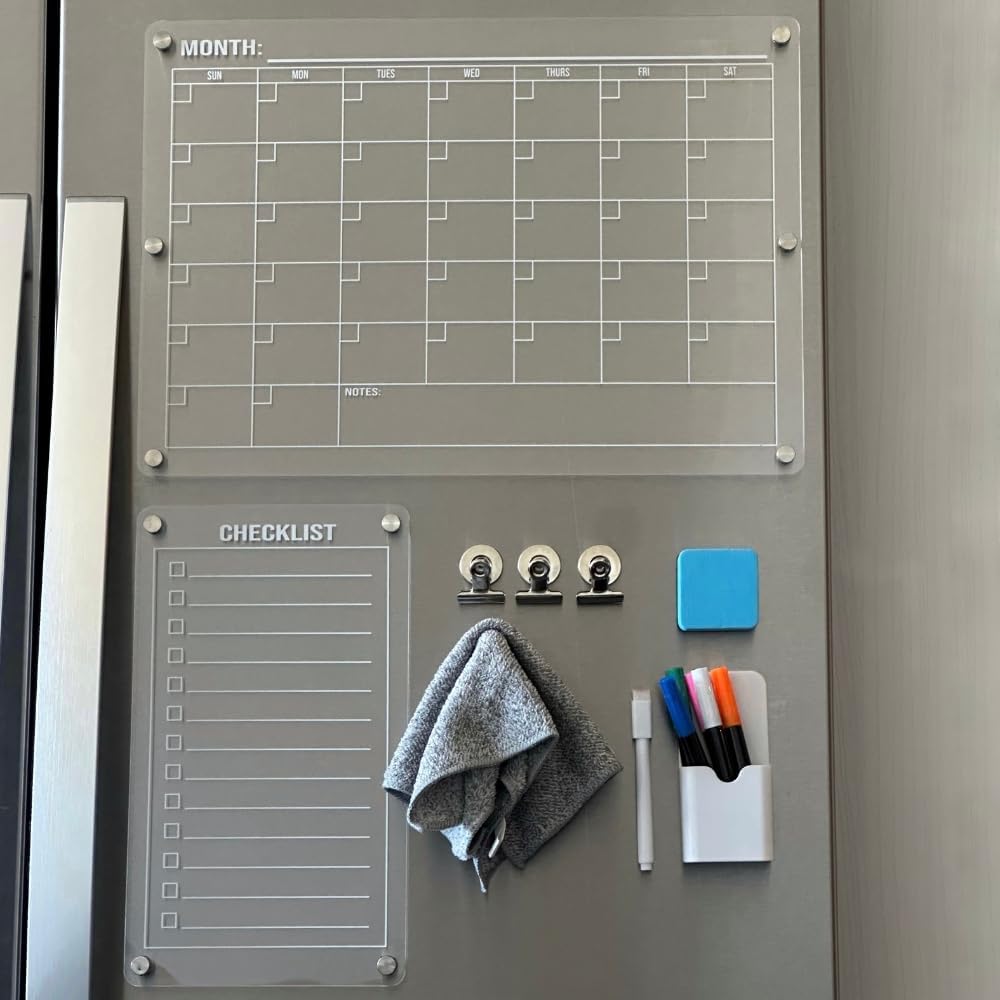 Amazon.com : Homyaco Acrylic Calendar for Fridge, 2 Pack 16'' x 12 ...