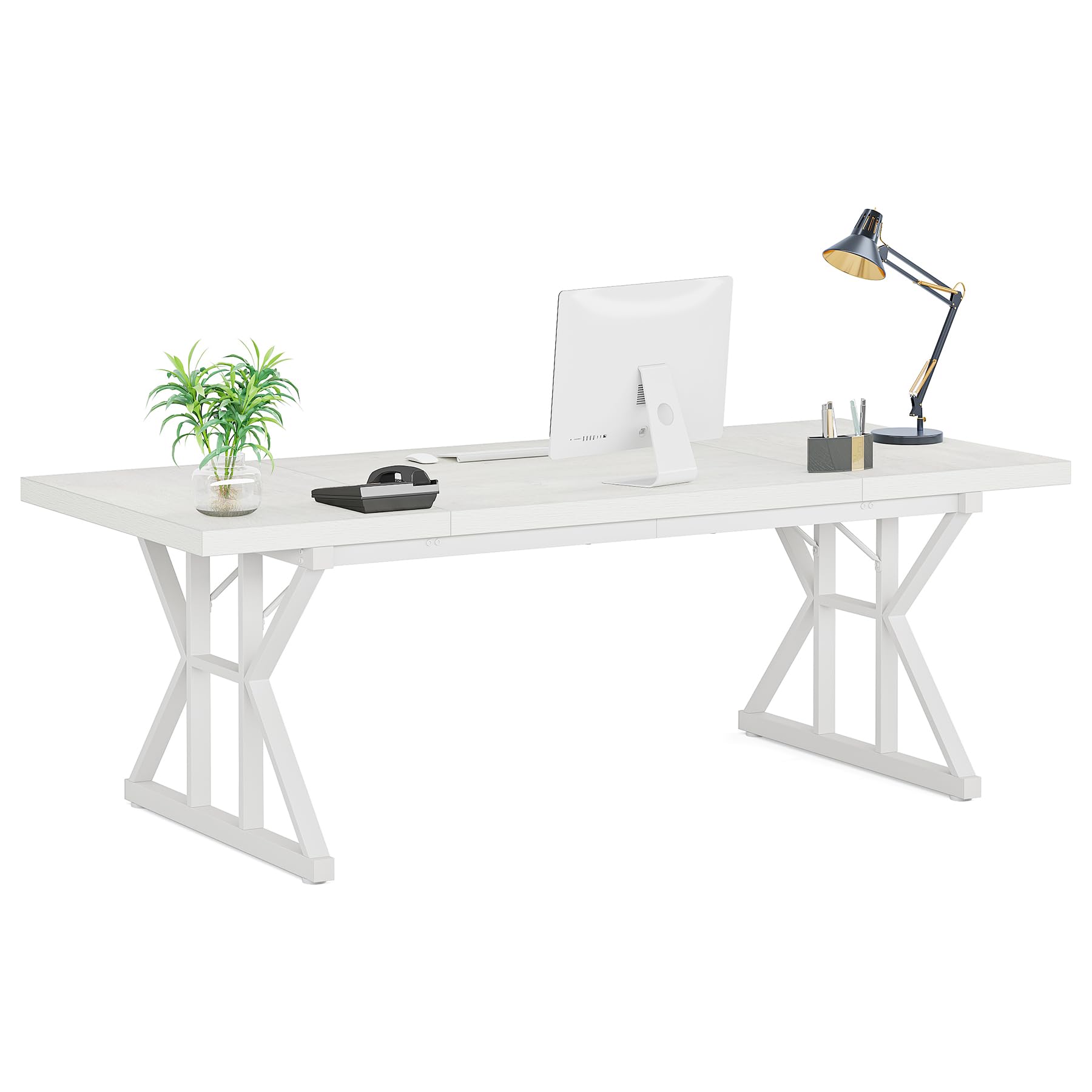 Amazon.com: LITTLE TREE 70.8-Inch Large Executive Desk, Extra Long ...