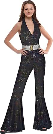 Amazon.com: Uezjymi 70s Disco Outfits For Women Sparkle Flare Jumpsuit ...