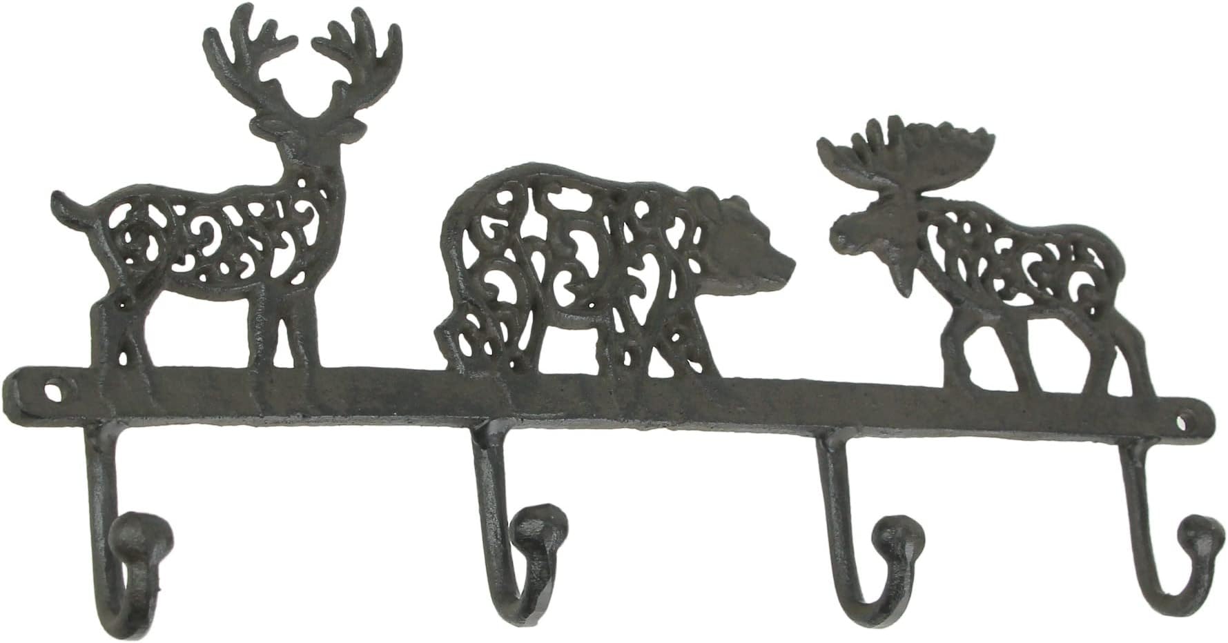 Amazon.com: Cast Iron Moose Wall Key Rack Holder 4 Hooks Coat Hook Home ...