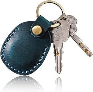 Amazon | [Libra] キーリング AirTag edyコイン QUICPayコイン ICチップ 小銭 本革 ケース 2タイプ (06 ネジ式 (ネイビー)) | キーホルダー・チェーン