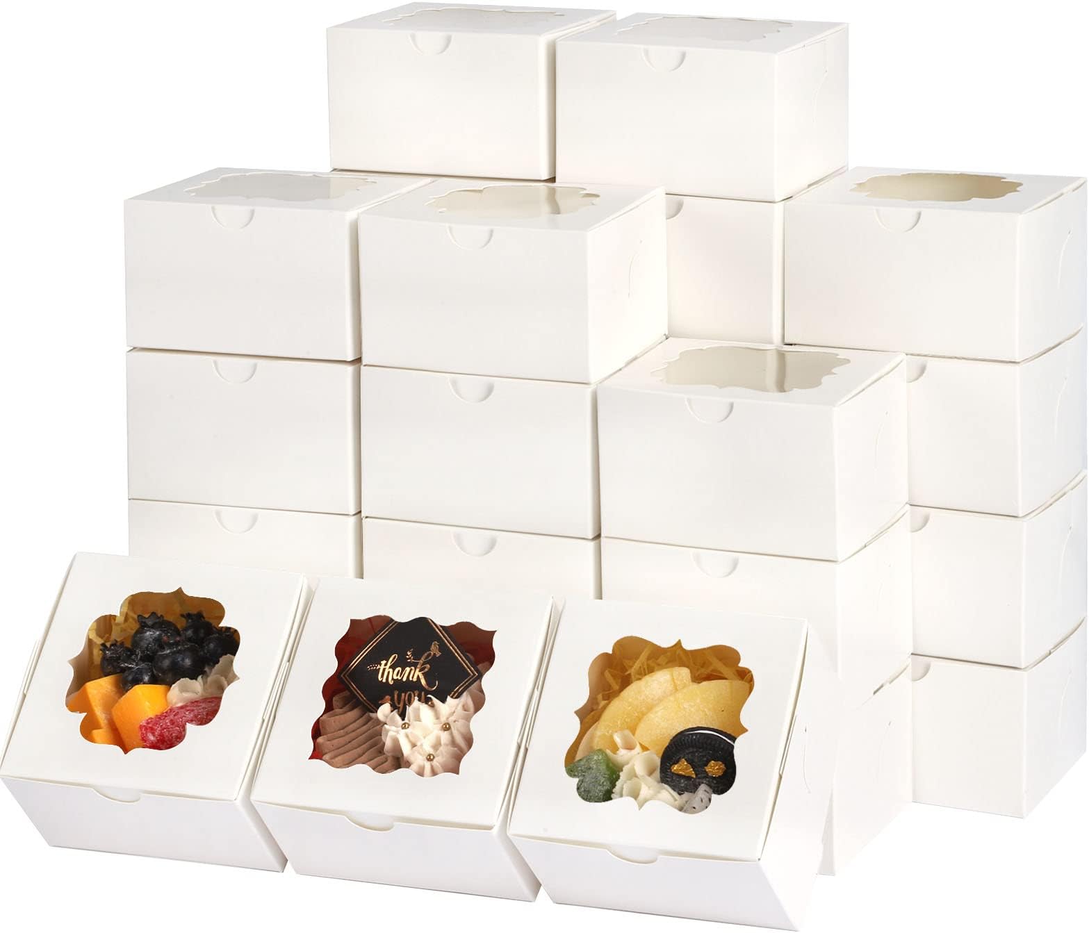 50 Cajas para Postres con Ventana, Cajas para Galletas Blancas, Caja ...