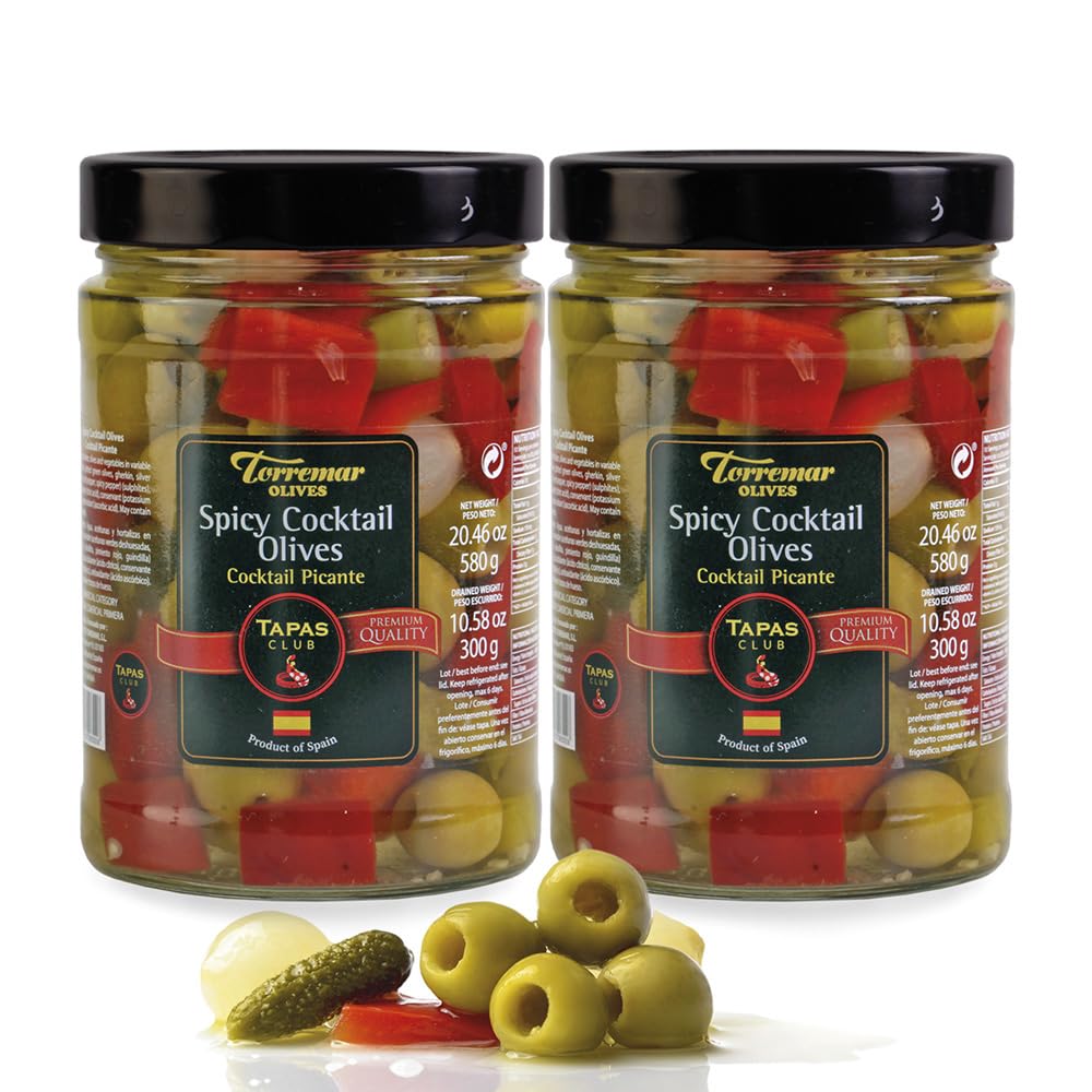 Amazon.com : Torremar. Spanish Spicy Cocktail Olives. 580g (20.46oz ...