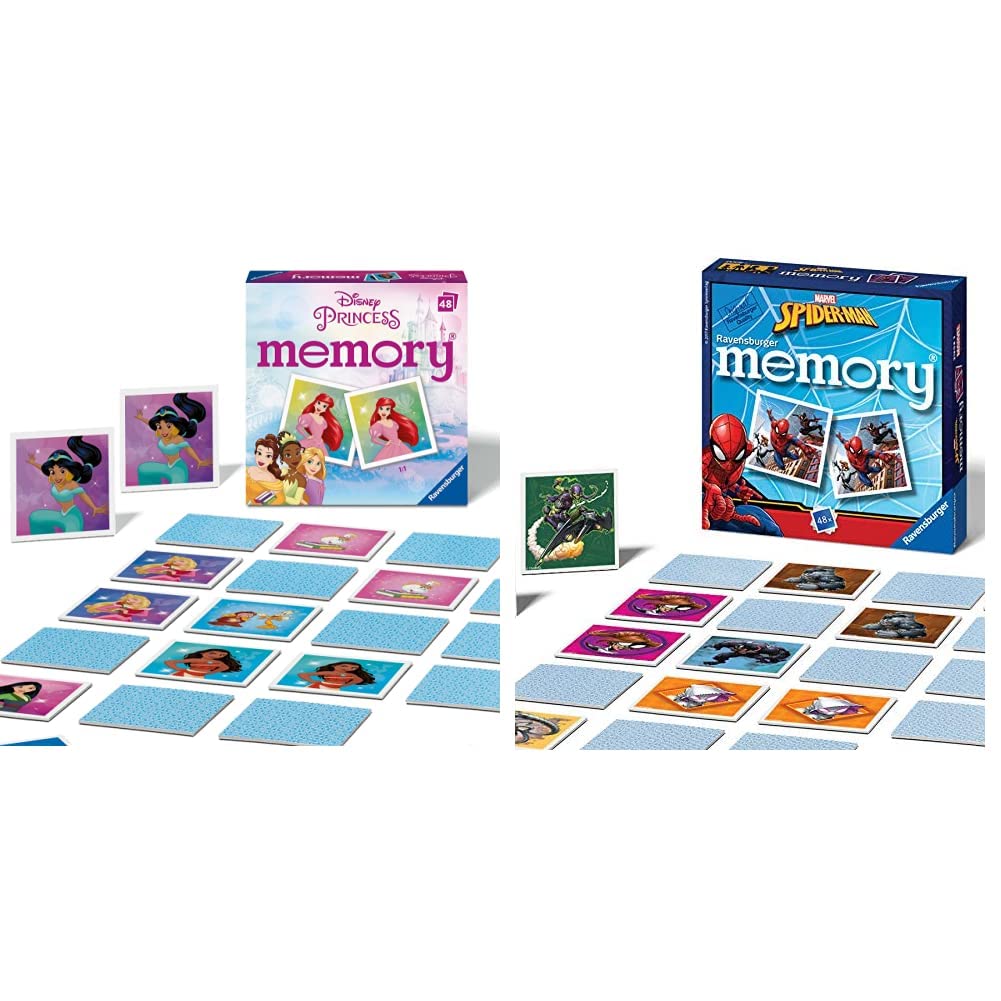 Ravensburger Disney Princess Mini Memory Game & Marvel Spiderman Mini ...
